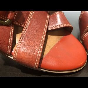 Clarks | Shoes | Indigo By Clarks Leather Strappy Stacked Heels | Poshmark